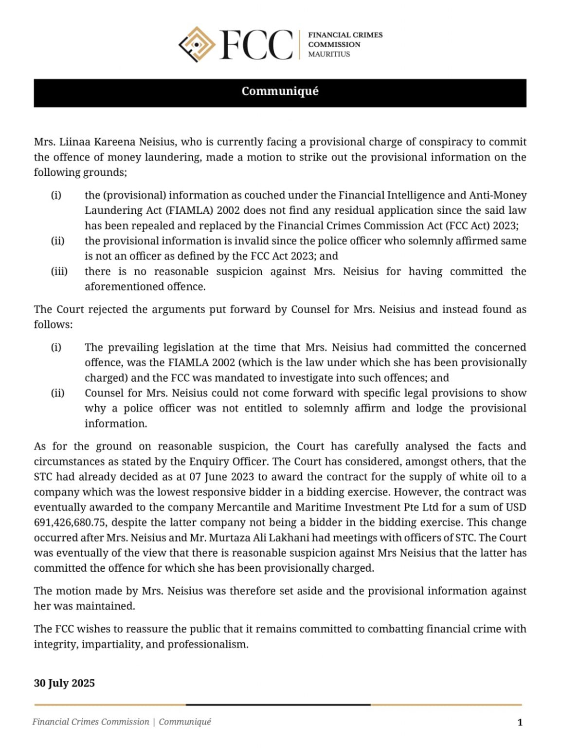 News - Financial Crimes Commission