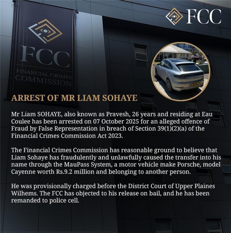 Arrest of Mr Liam Sohaye - Financial Crimes Commission